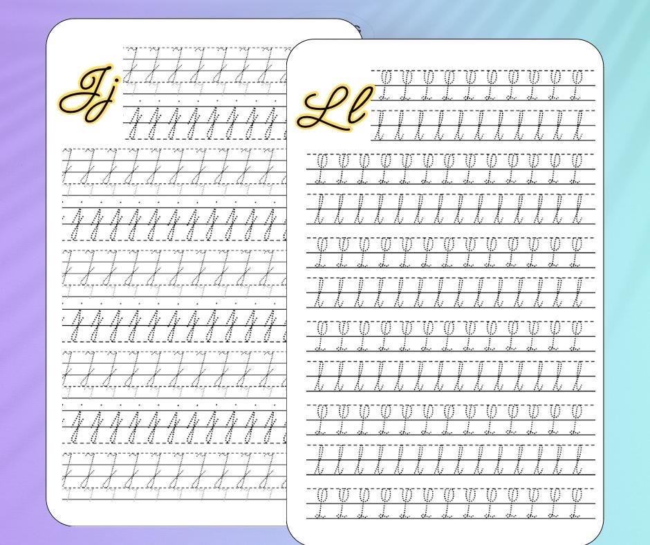 A to Z Cursive Handwriting Practice Worksheets, Alphabet Tracing Sheets ...