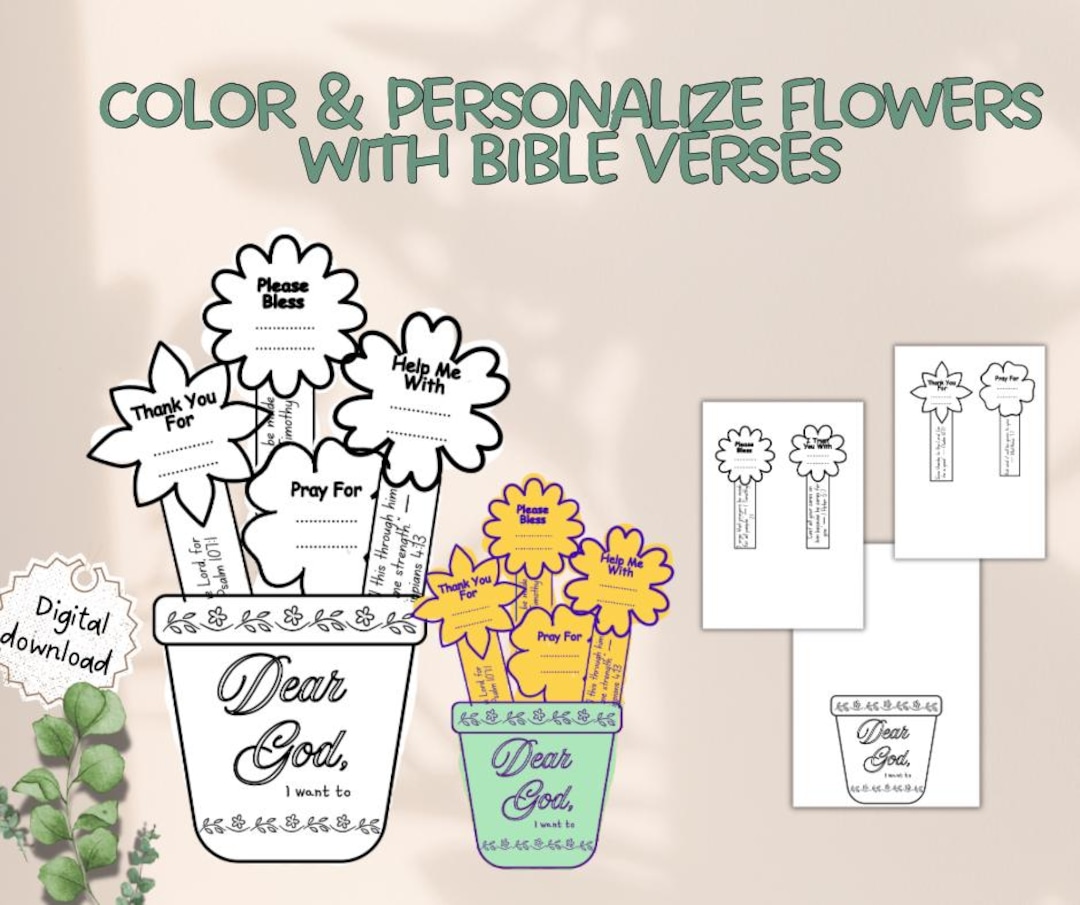 Printable Prayer Flower Pot for Kids | Christian Craft Activity | Color ...