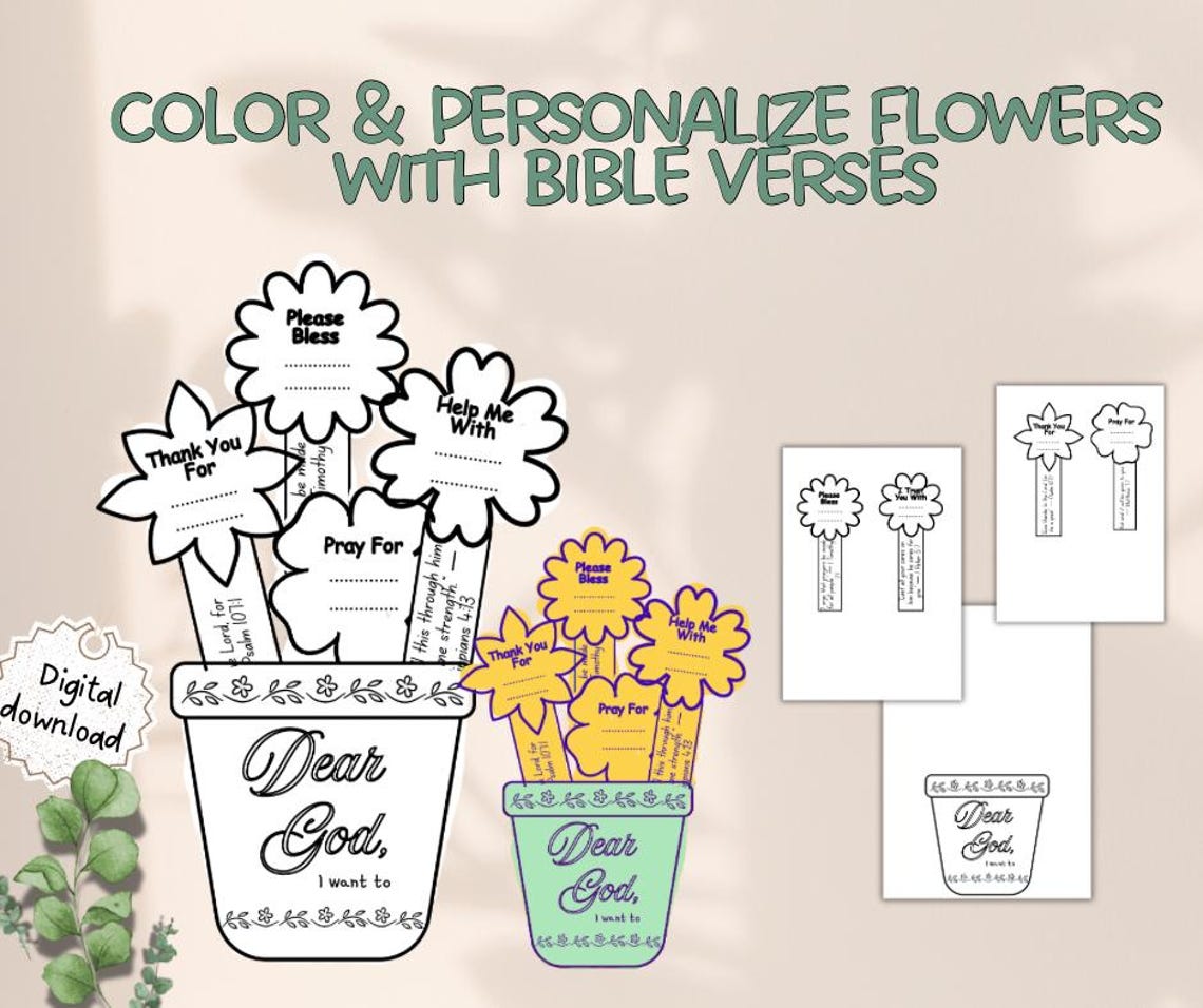 Printable Prayer Flower Pot for Kids | Christian Craft Activity | Color ...