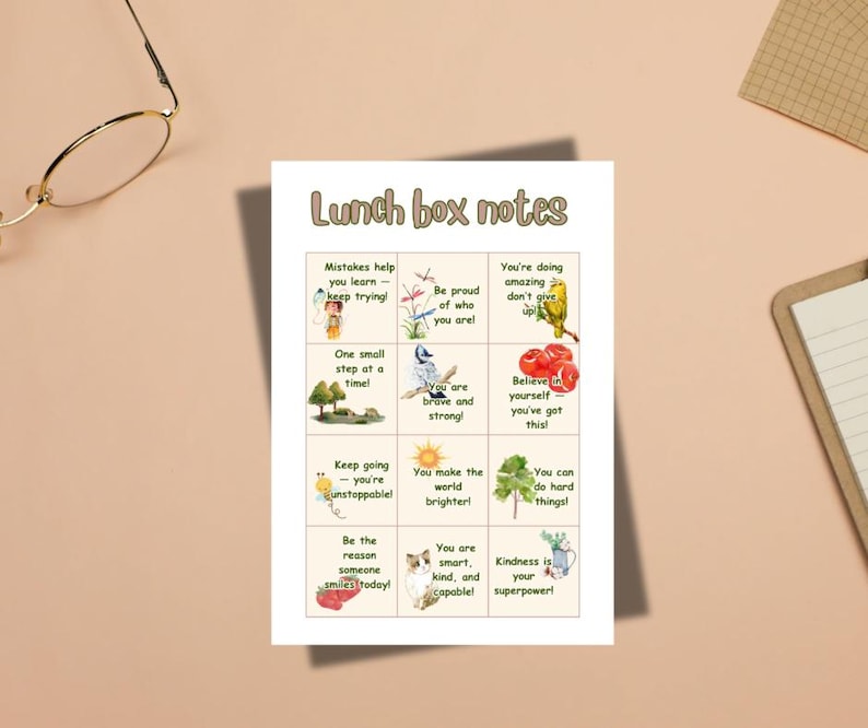 Motivational Lunch Box Notes for Kids | Printable Positive Affirmation ...
