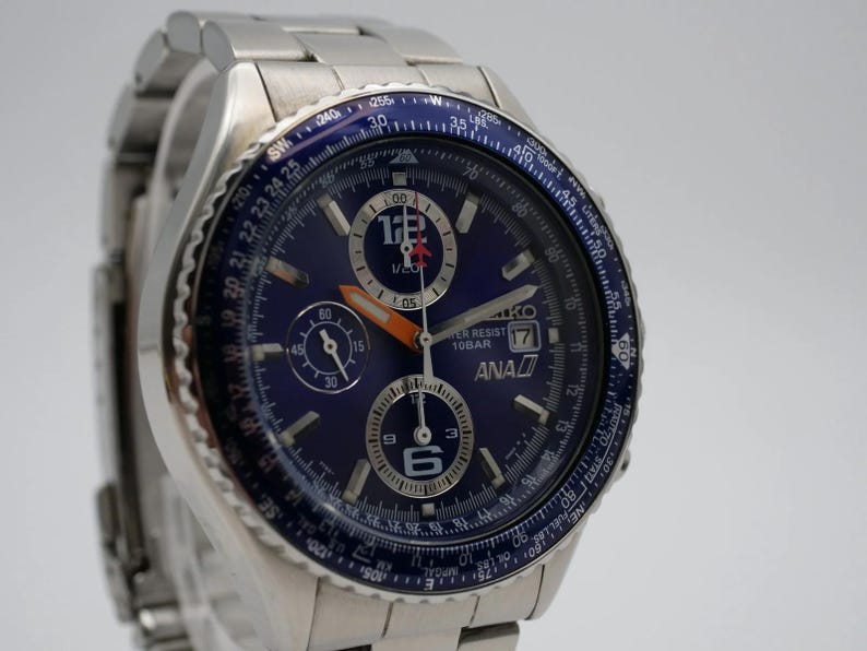 Mint Seiko ANA Flightmaster Pilot 7T92-0CF0 SZER021 Quartz Blue Mens ...