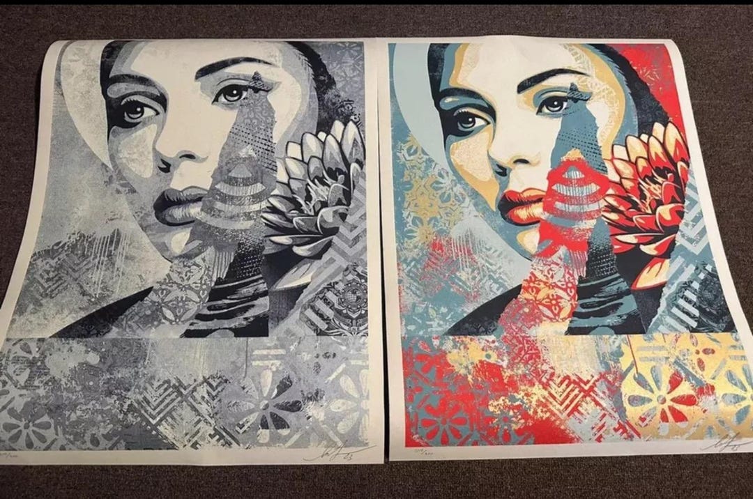 Obey Giant One Earth Color Silver Set Shepard Fairey Signed Screen ...