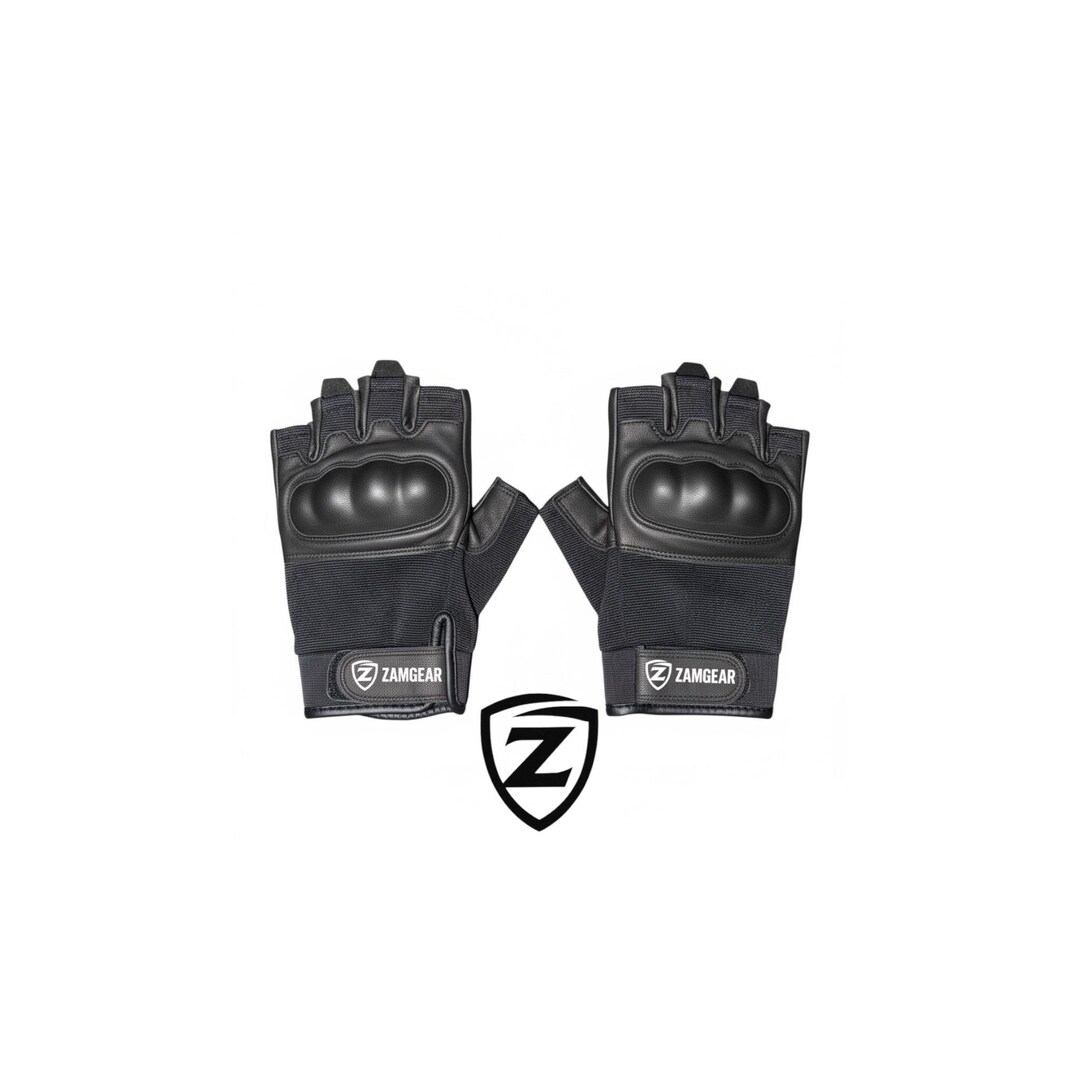 Handmade Tactical Fingerless Knuckle Armor Gloves, Motorcycle Training ...