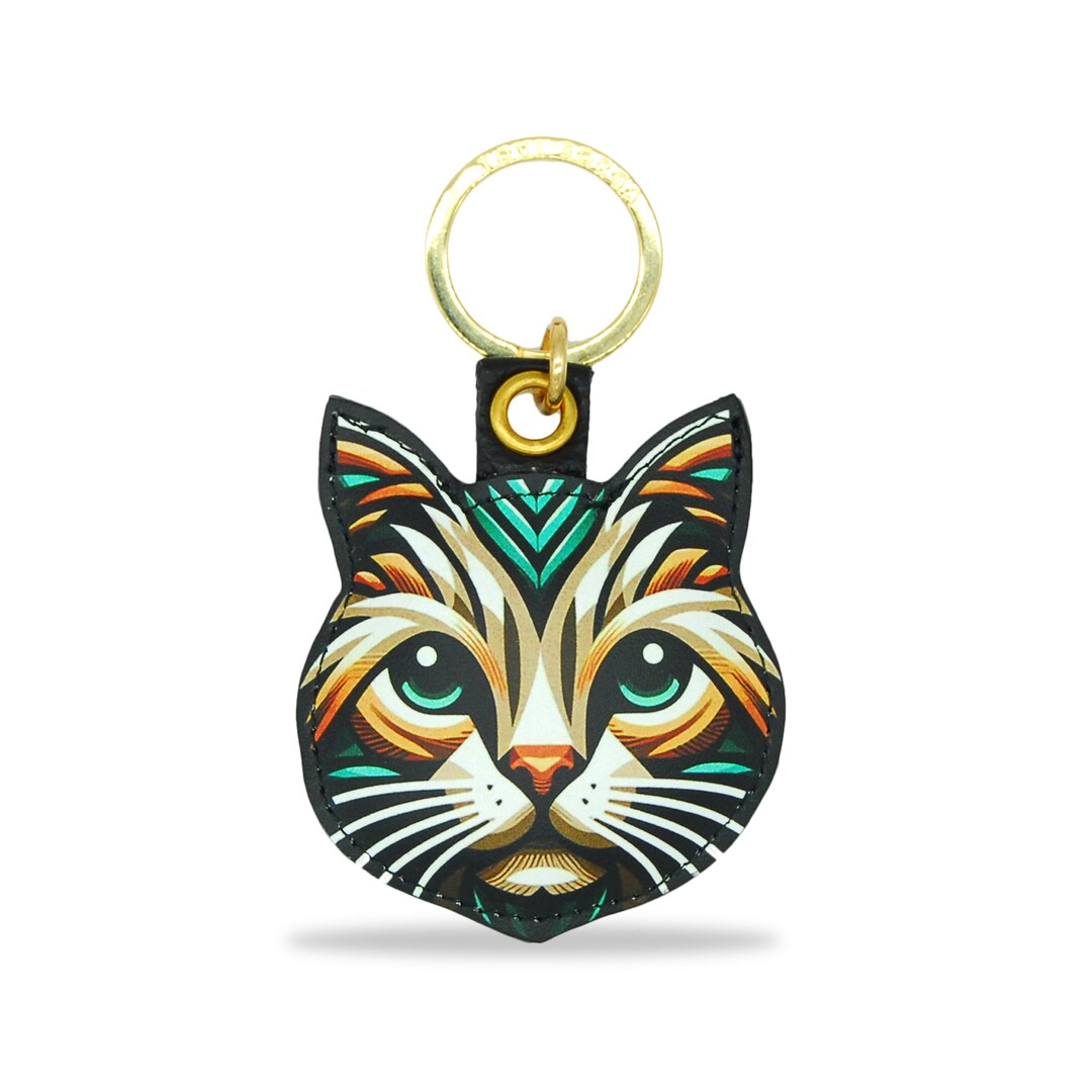 Cat Keyring, Padded Leather Keychain, Cat Keychain, Cat Bag Charm, Pet ...