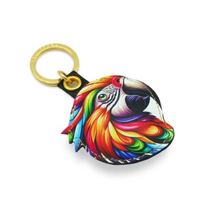 Macaw Parrot Keyring, Padded Leather Keychain, Macaw Keychain, Parrot ...