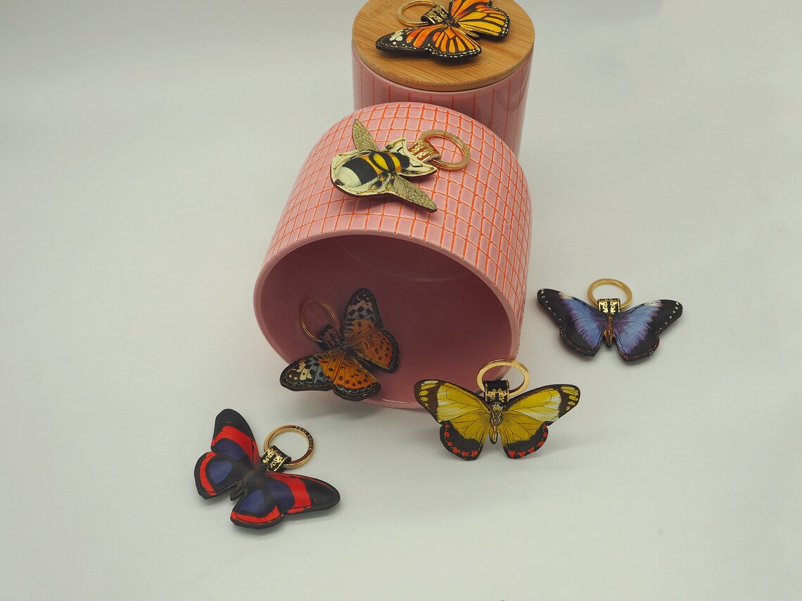Leather Butterfly Key Ring Butterfly Keychain Butterflies - Etsy