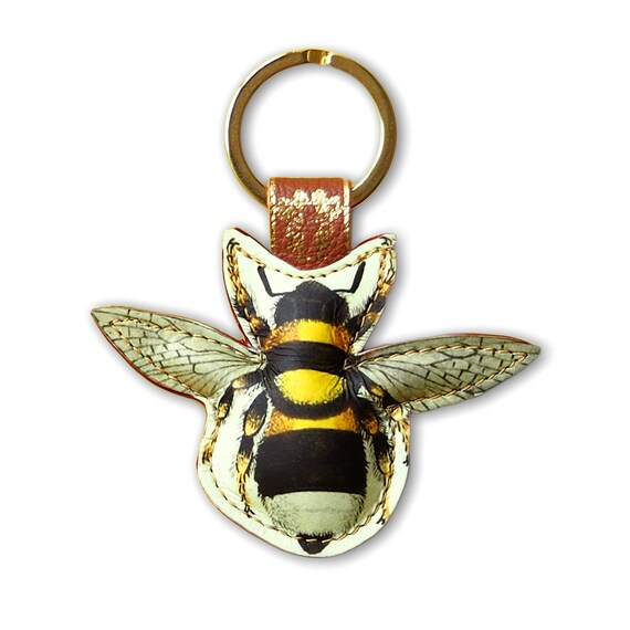 Leather Bee Keychain / Key Ring / Bag Charm Bumble Bee or | Etsy