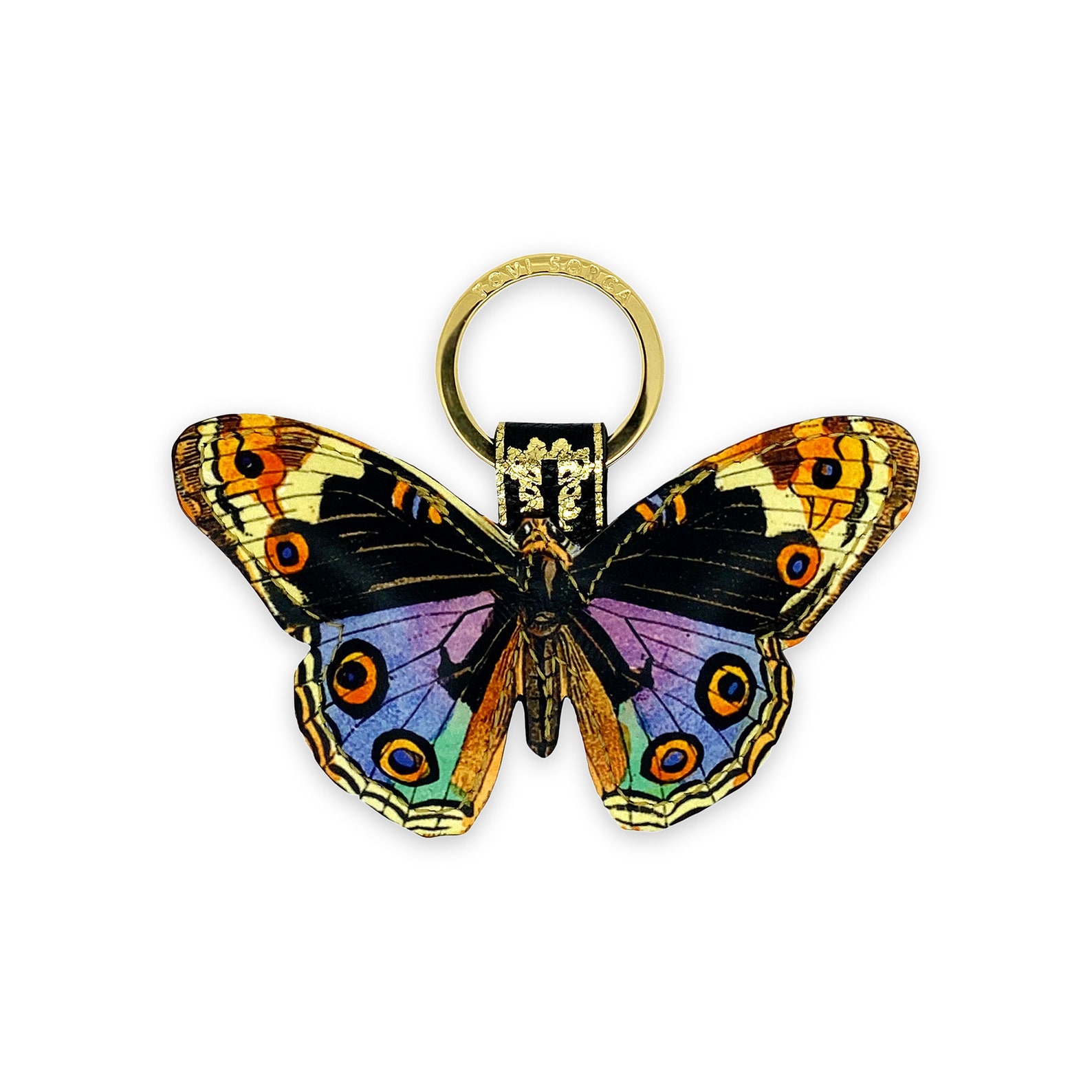 Leather butterfly keychain / key ring / bag charm Colourful | Etsy