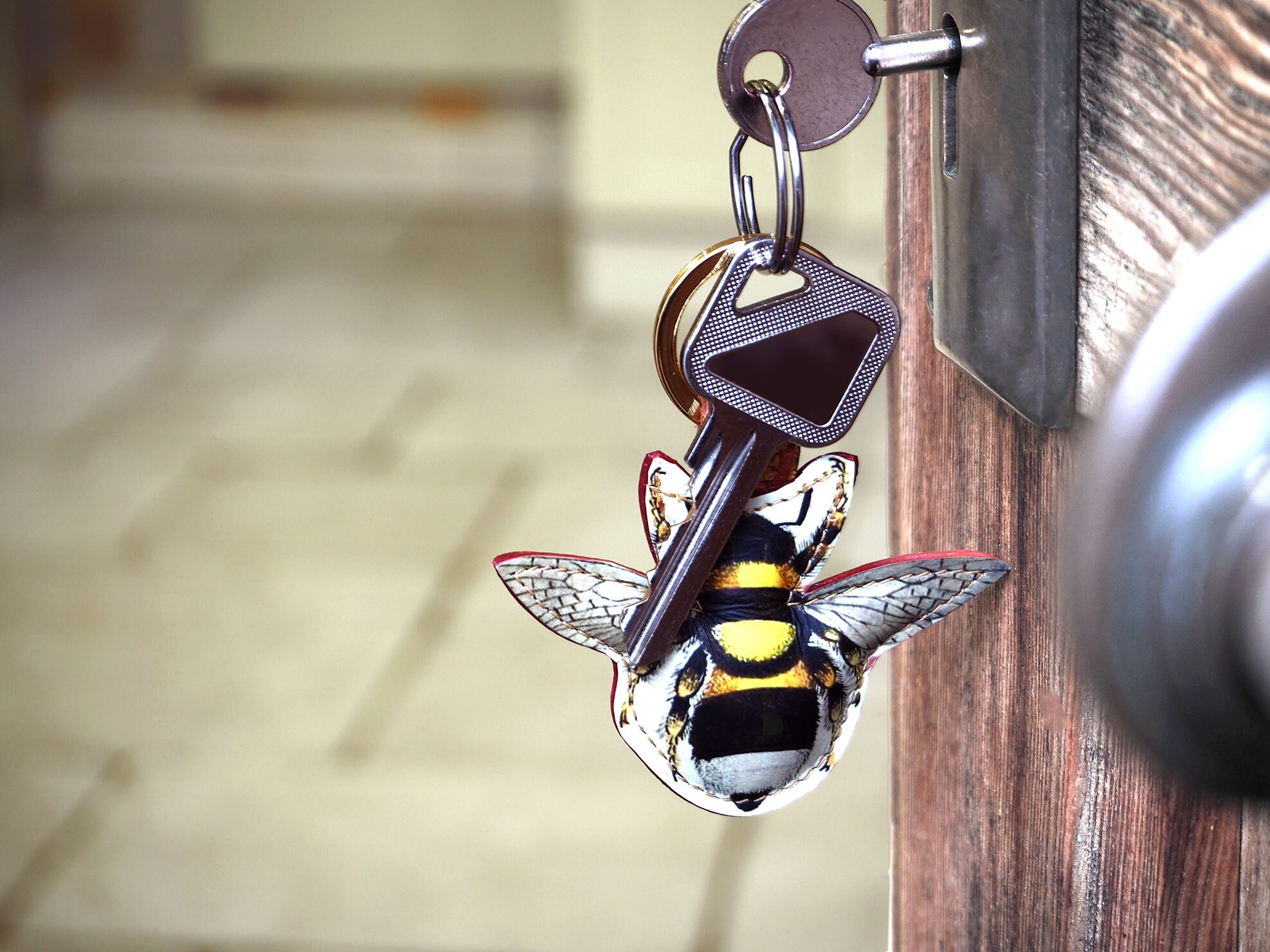 Leather Bee Keychain / Key Ring / Bag Charm Bumble Bee or | Etsy