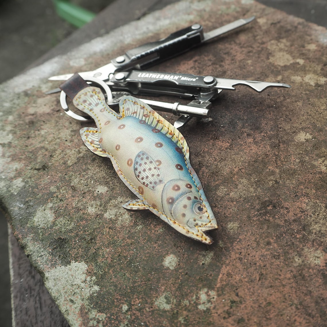 Fish Key Ring Leather Fish Keychain Fisherman Gifts for - Etsy