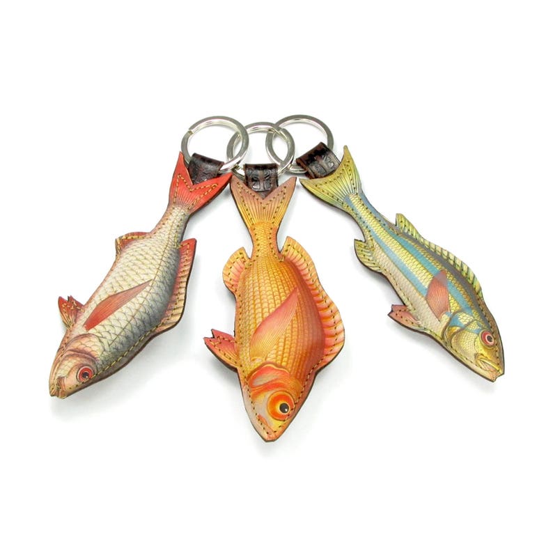 Fish Key Ring, Leather Fish Keychain, Fish Keyring, Fisherman, Gifts ...
