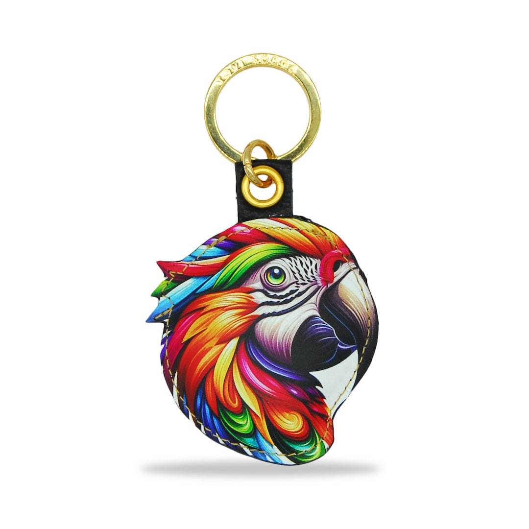 Macaw Parrot Keyring, Padded Leather Keychain, Macaw Keychain, Parrot ...