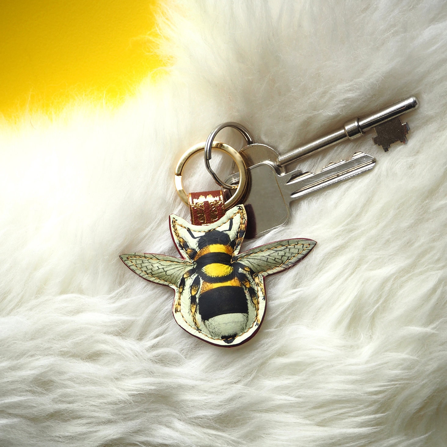 Leather Bee Keychain / Key Ring / Bag Charm Bumble Bee or | Etsy