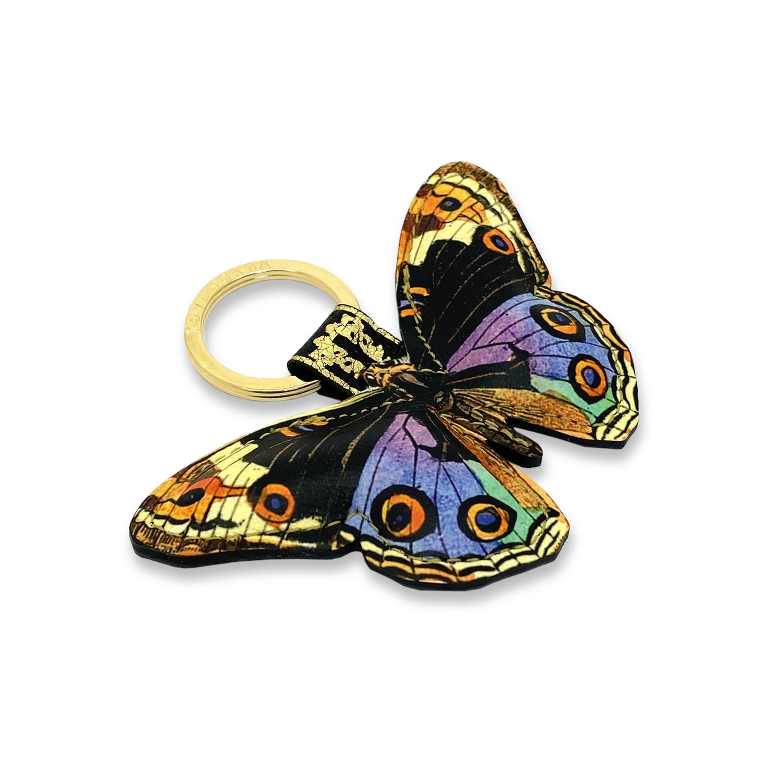 Leather butterfly keychain / key ring / bag charm Colourful | Etsy
