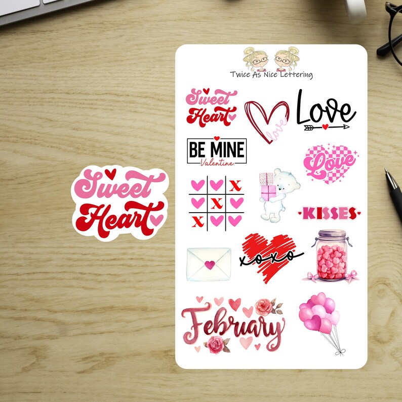 February Planner Stickers: Valentine's Day Theme - Etsy