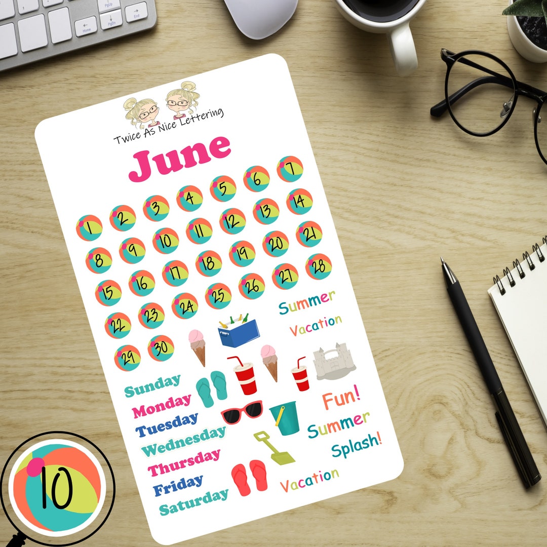 June Planner Stickers, June Sticker Kit, Planner Monthly Kit, Stickers ...