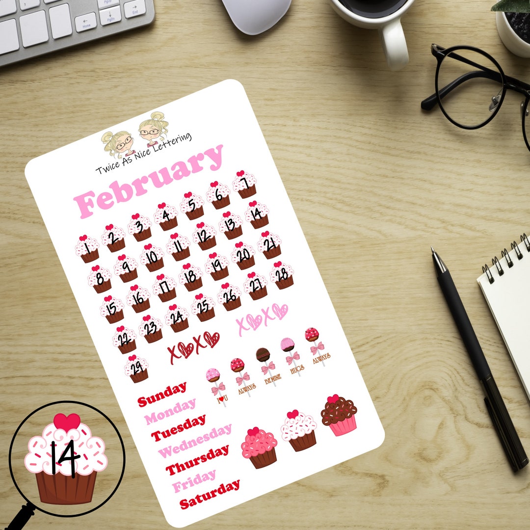February Planner Stickers, Valentine Planner Stickers, Planner Monthly ...