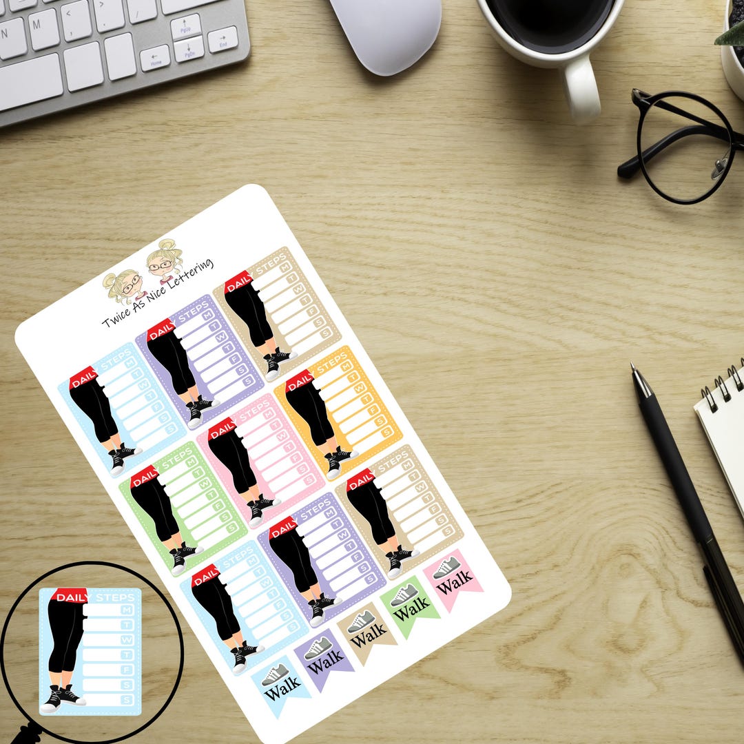 Daily Steps Stickers, Walk Stickers, Daily Steps Planner Stickers, Walk ...