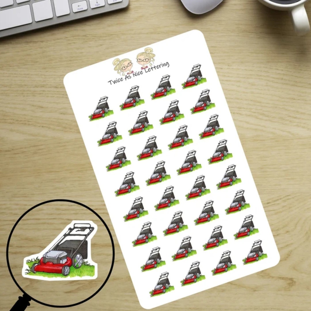 Lawn Mower Planner Stickers, Cut Grass Planner Stickers, Stickers for ...