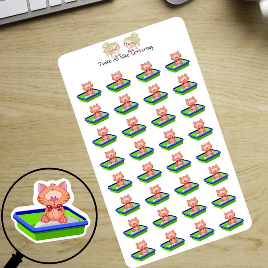 Cat Litter Box Planner Stickers: Cleaning Reminder Decals - Etsy