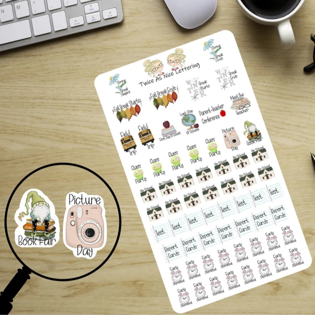 School Planner Stickers, Back to School Planner Stickers, Half Sheet ...