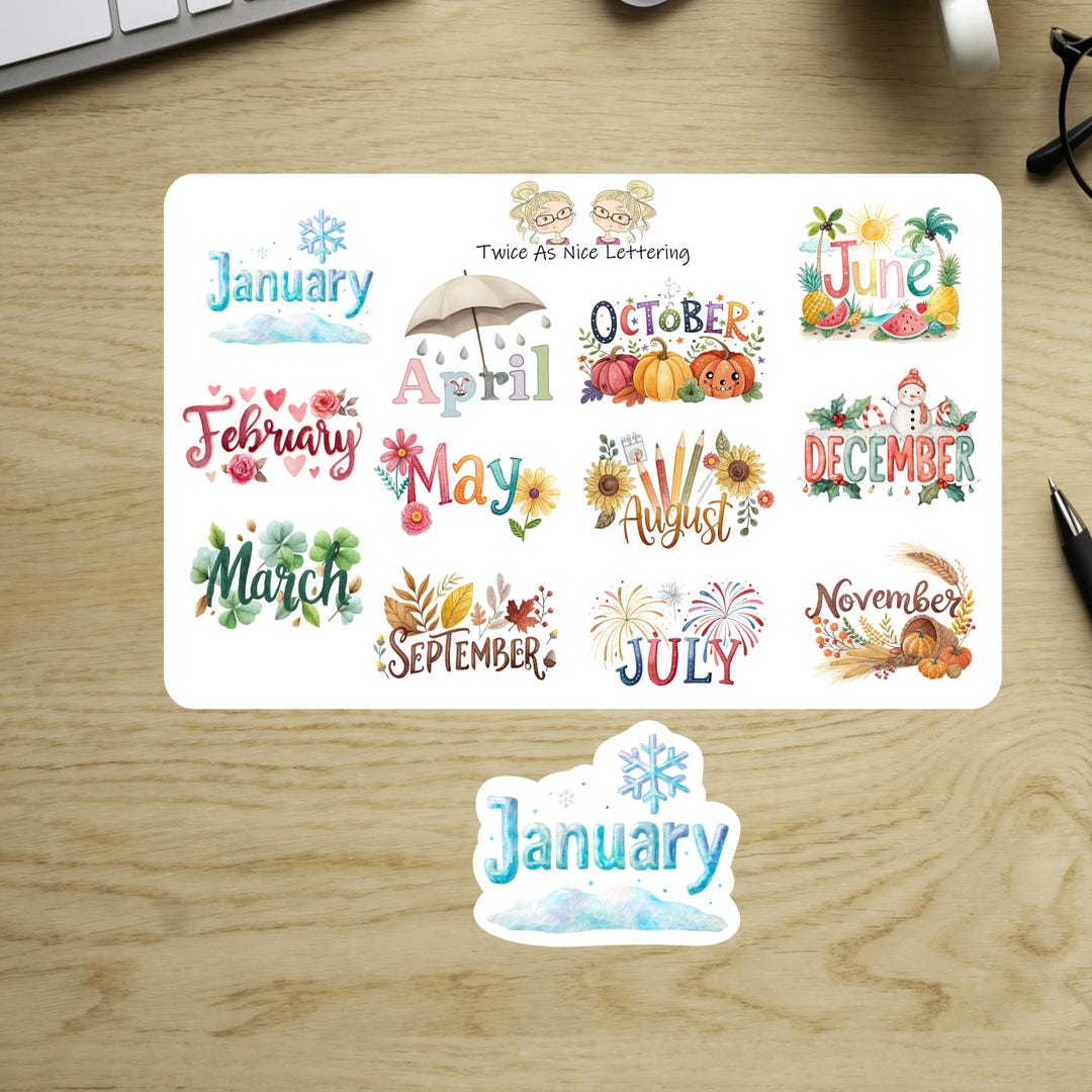 Months of the Year Planner Stickers: Small Planner Calendar Decoration ...