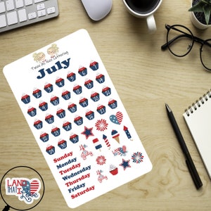 July Planner Stickers: July 4th Themed Monthly Kit - Etsy