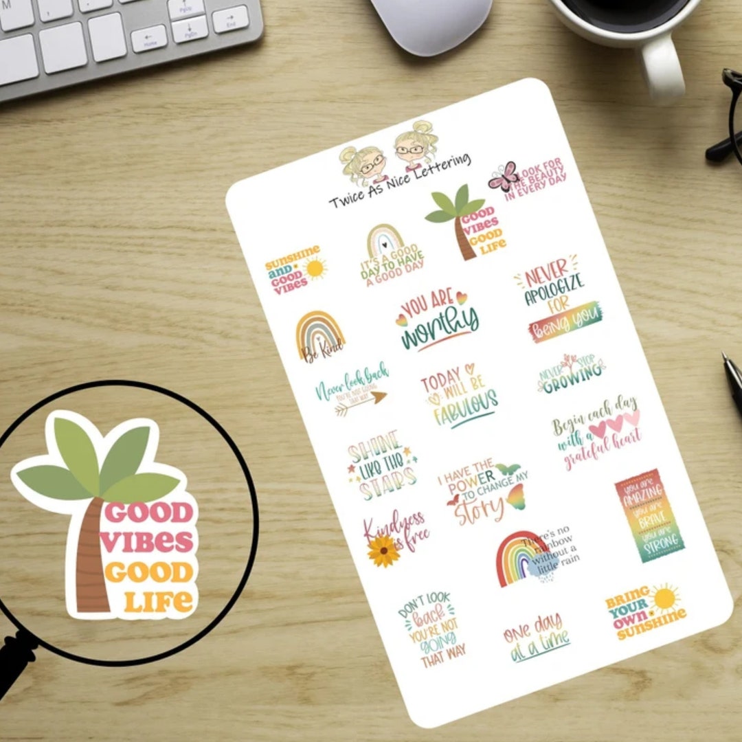 Inspirational Planner Stickers, Cute Planner Stickers, Half Sheet ...