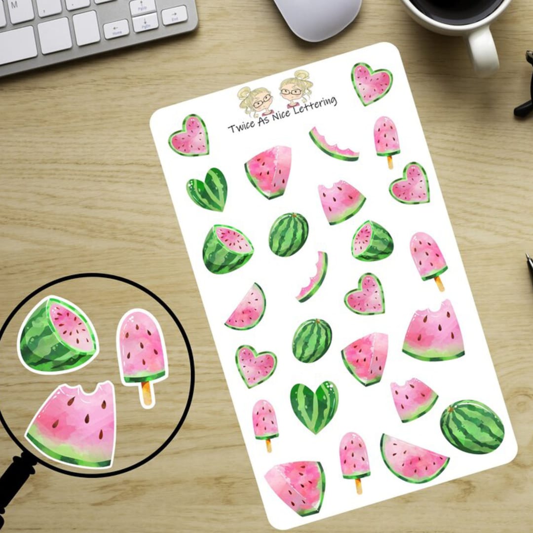 Watermelon Planner Stickers: Summer Calendar Decoration - Etsy