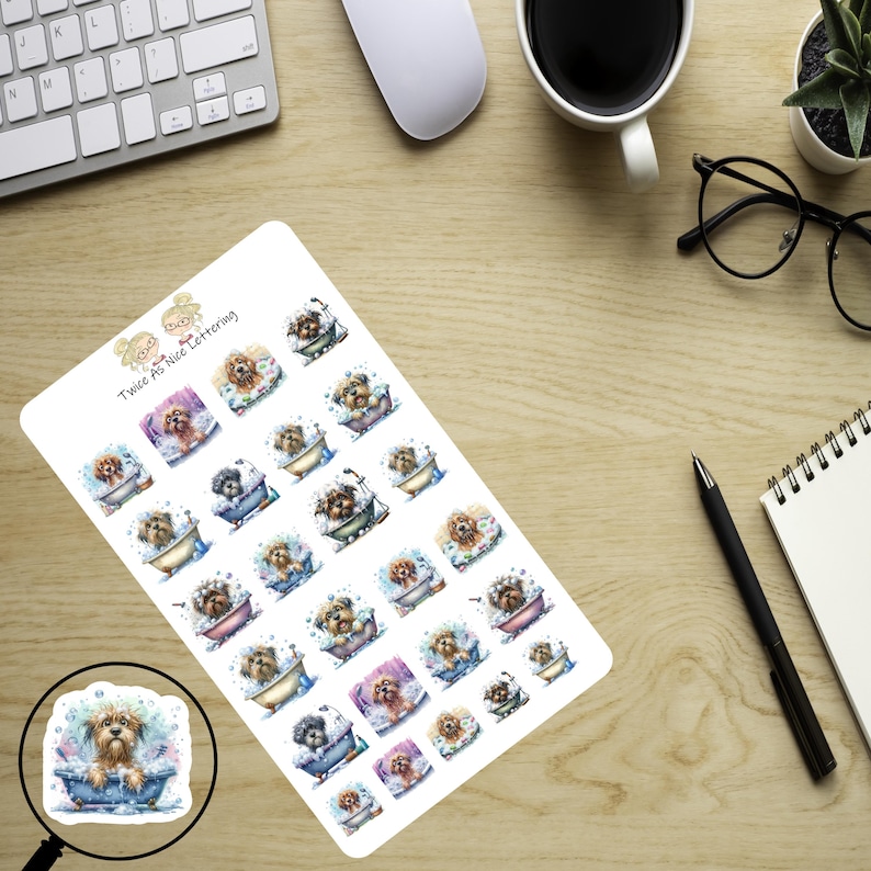Dog Grooming Planner Stickers, Puppy Bath Time Stickers - Etsy