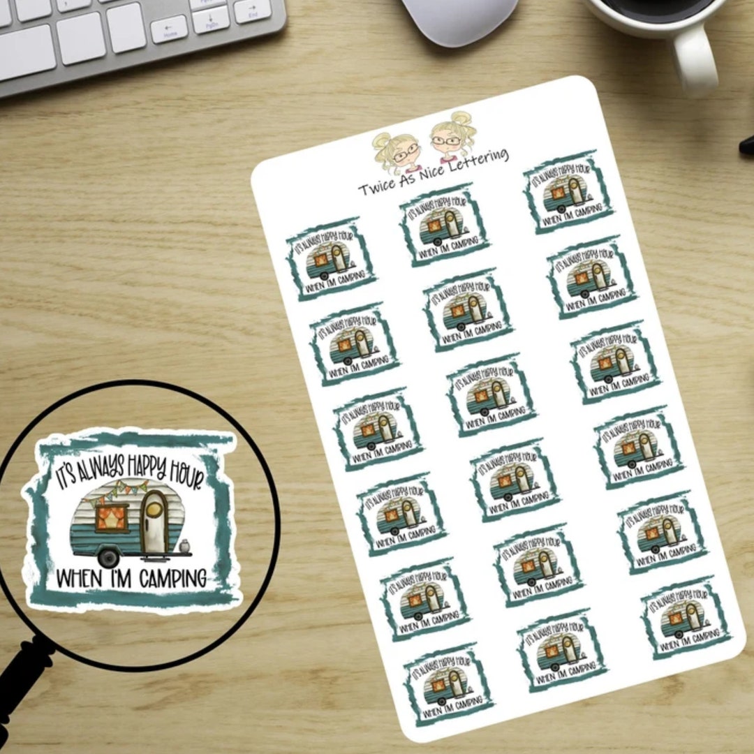 Camping Stickers, Half Sheet Stickers, Go Camping Stickers, Stickers ...