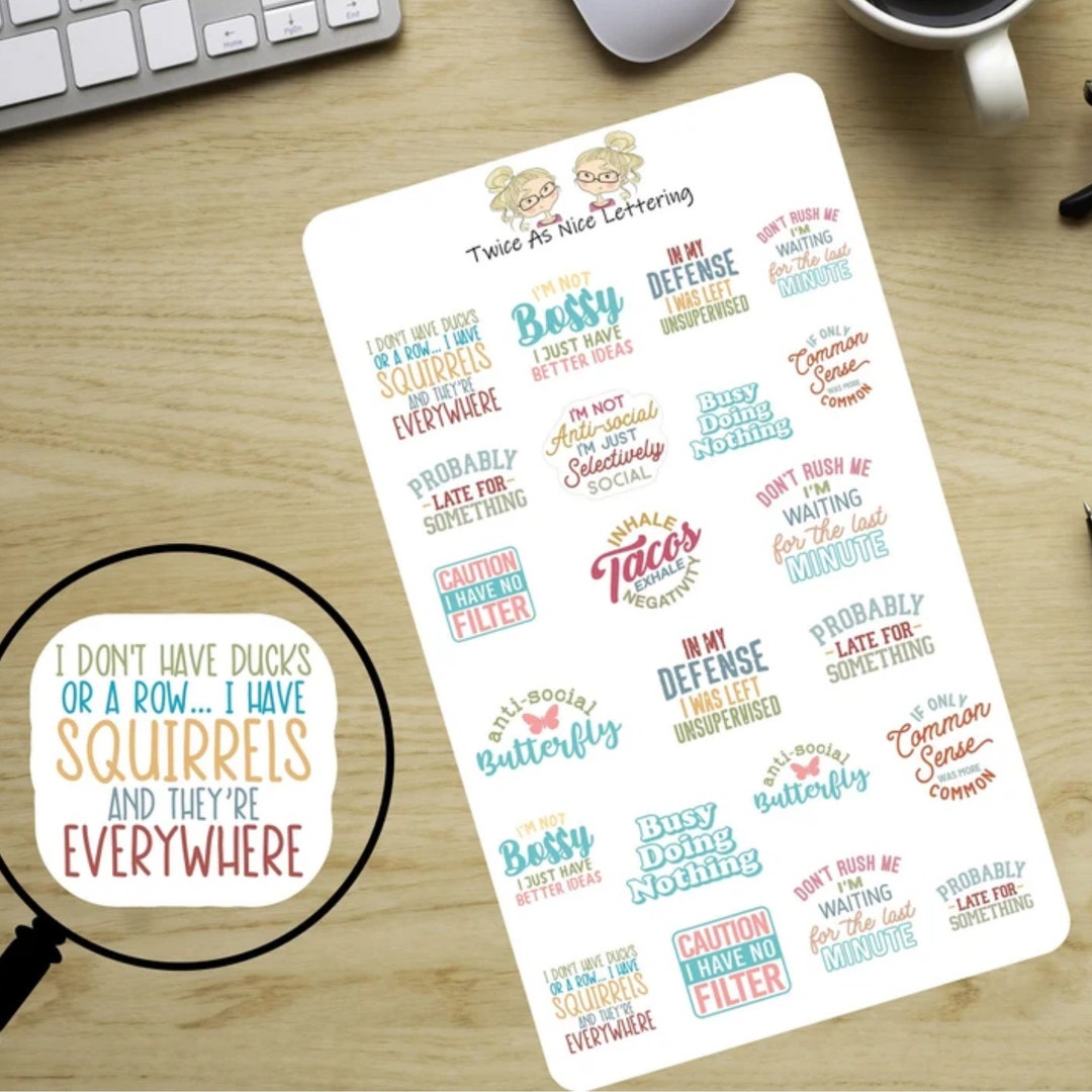 Sarcastic Quotes Stickers, Funny Stickers for Planners - Etsy