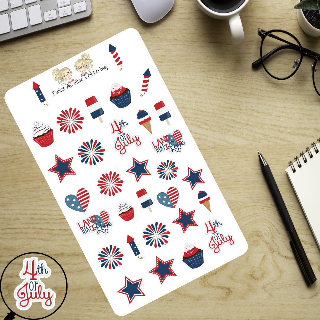 July 4 Stickers, July 4th Planner Stickers, 4th of July Stickers ...