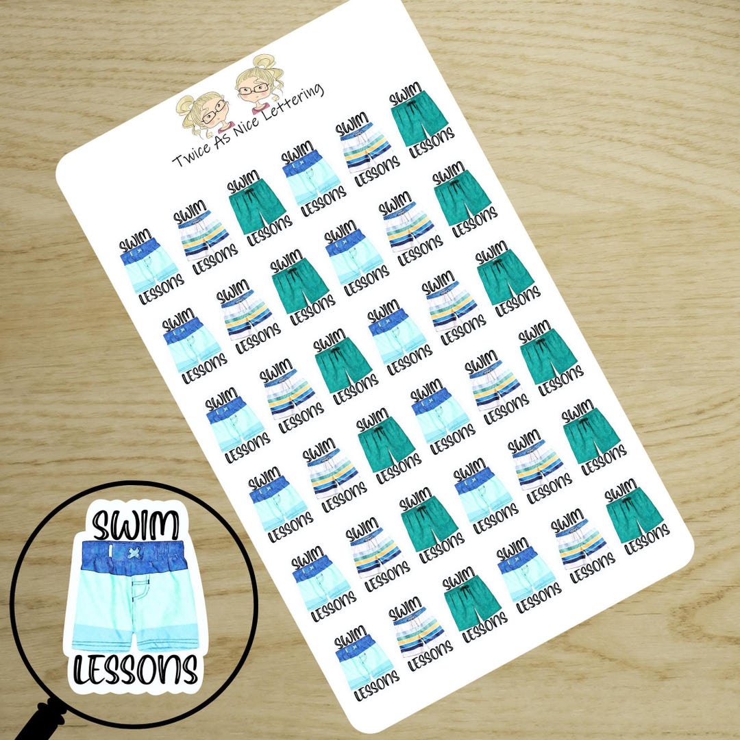 Boy Swim Lessons Planner Stickers: Summer Fun, Set of 36 - Etsy
