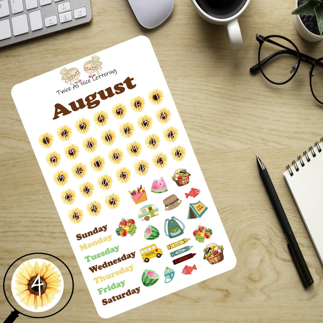 August Planner Stickers, August Sticker Kit, Planner Monthly Kit ...