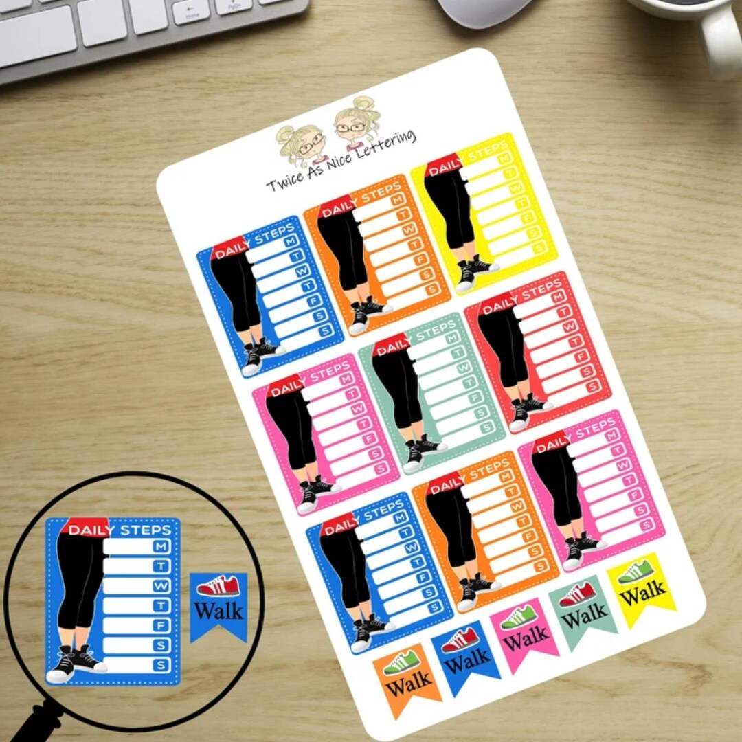 Daily Steps Stickers, Walk Stickers, Daily Steps Planner Stickers, Walk ...