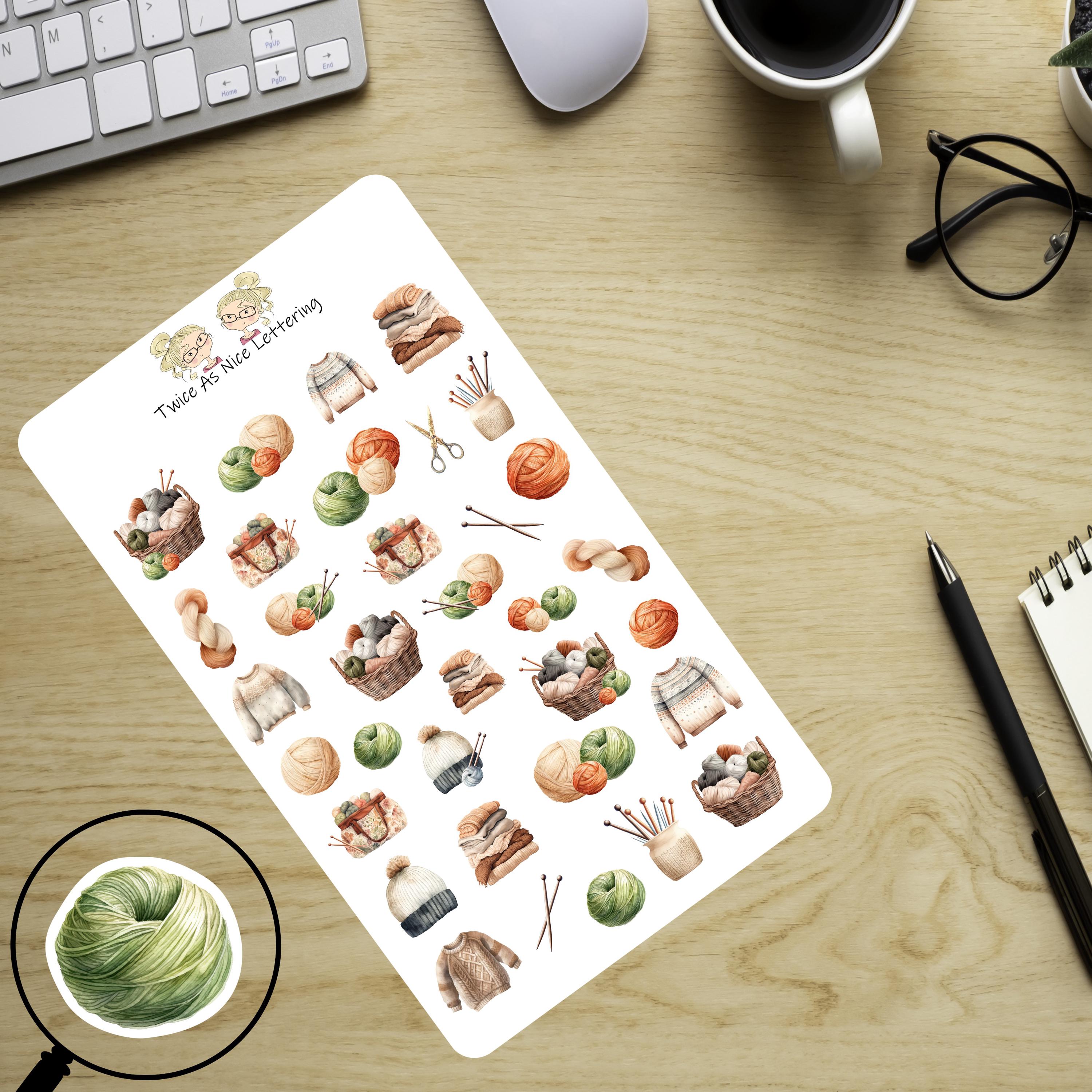 Knitting Planner Stickers: Adorable Knitting Basket Decals - Etsy
