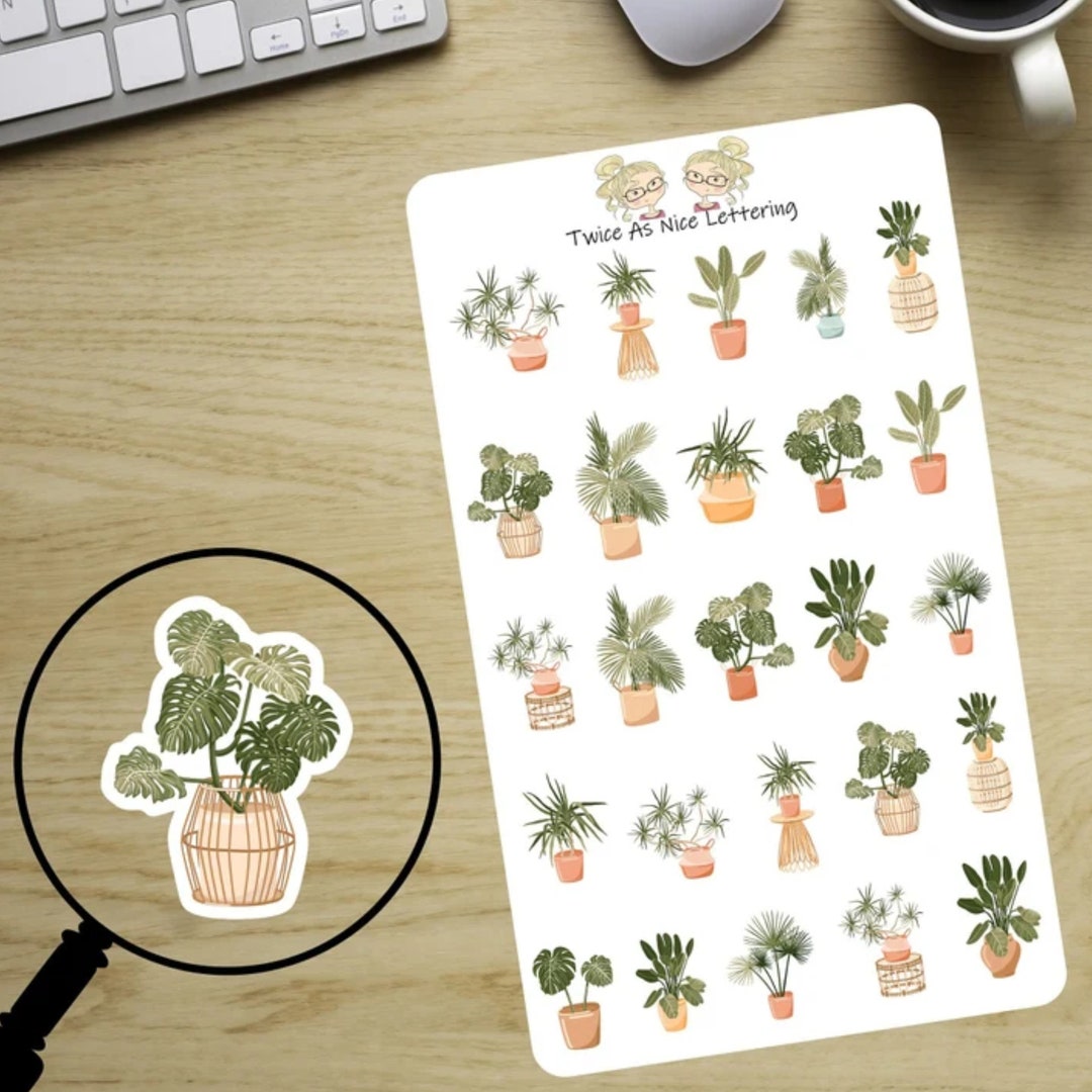 House Plants Stickers, Potted Plants Planner Stickers, Half Sheet ...