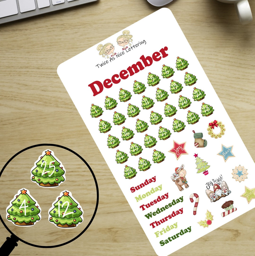 December Christmas Planner Stickers: Monthly Kit - Etsy