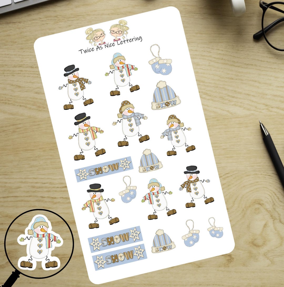 Winter Planner Stickers: Snowman Decoration for Erin Condren Planners ...
