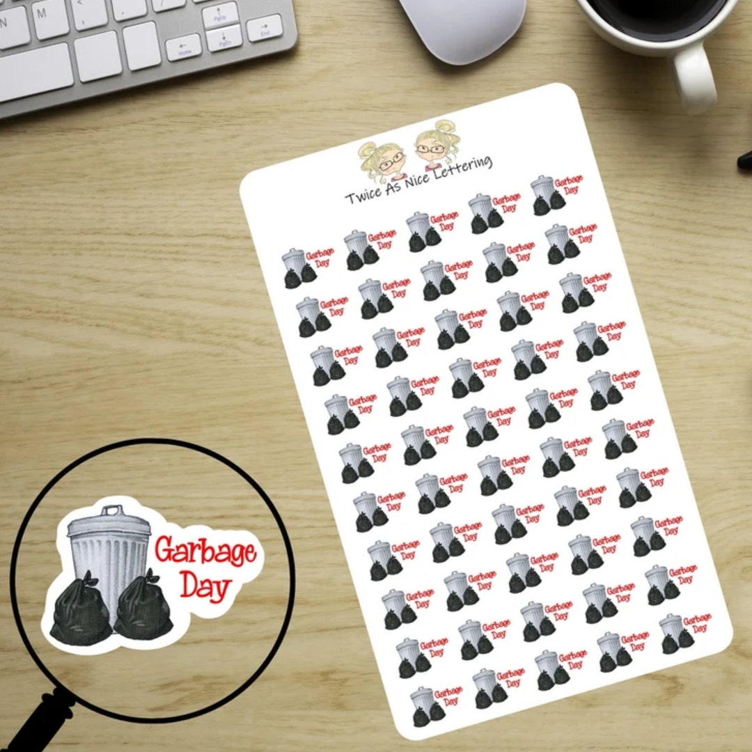 Garbage Day Reminder Stickers, Trash Day Stickers, Reminder Stickers ...