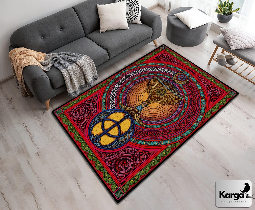 Holy Chalice Rug, Satan Rug, Pentagram Rug, Ritual Decor, Baphomet Rug ...