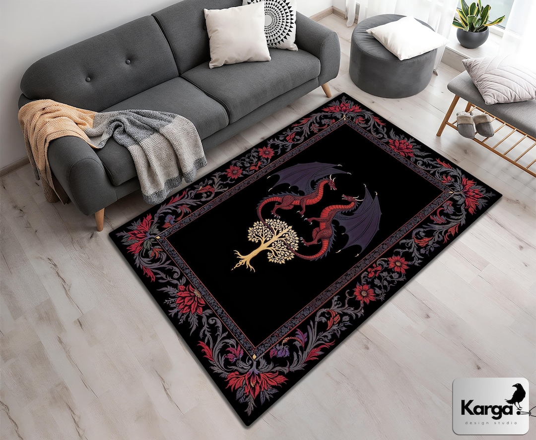 Fantasy Inspired Area Rug, Dark Academia Gothic Book Nook Decor ...