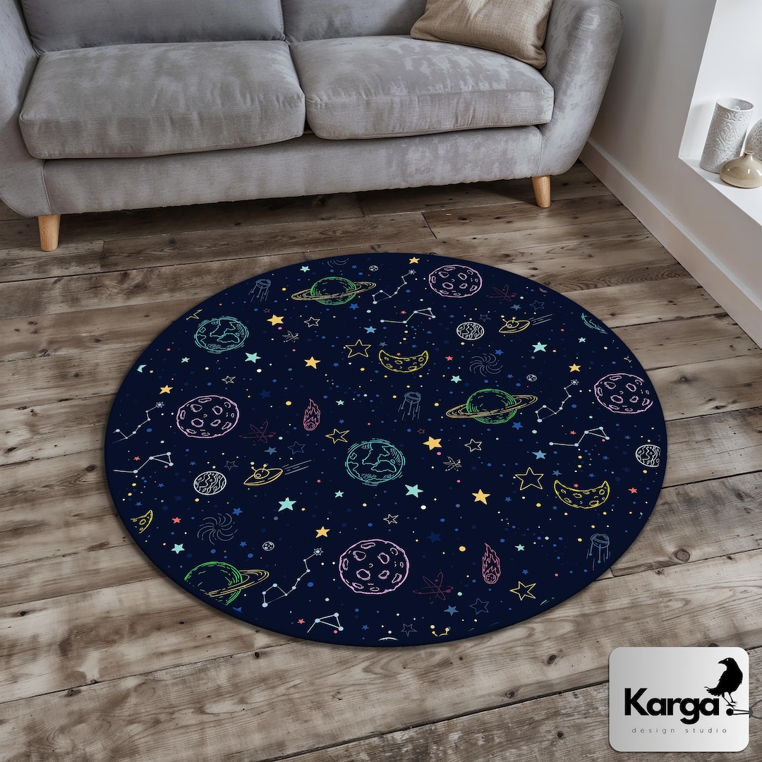 Retro Circle Rug, Game Room Rug, 80s Arcade Round Rug, Arcade Rug, Boys ...