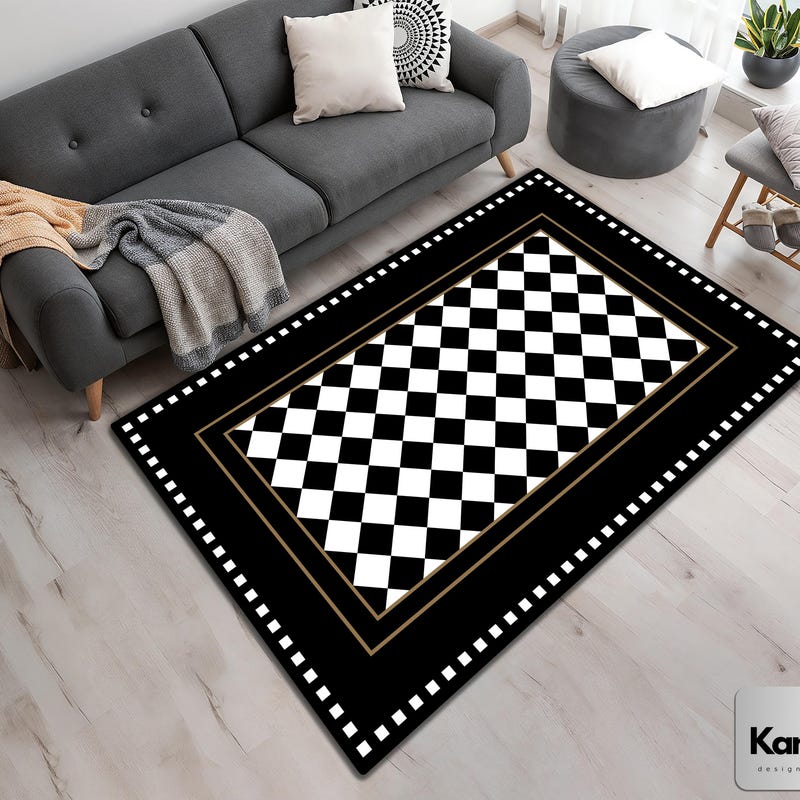 Checkered Rug - Etsy