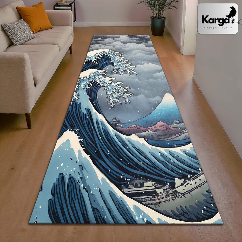 Ocean Wave Rug, Ocean Theme Area Rugs, Anti-slip Artistic Carpet ...