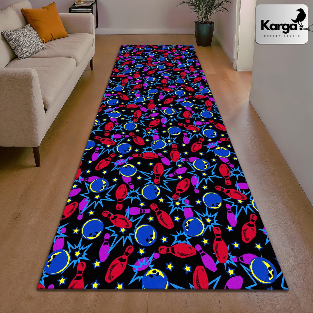 Bowling Alley Rug, Arcade Rug, Arcade Modern Decor Rug, Game Room Rug ...
