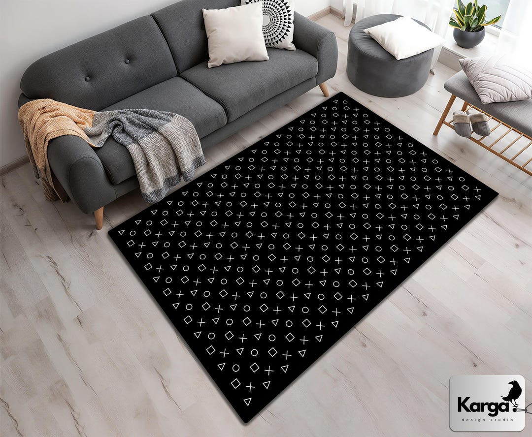 Console Rug, Black White Joystick Button Rug, Colorful Rug, Gamer Decor ...