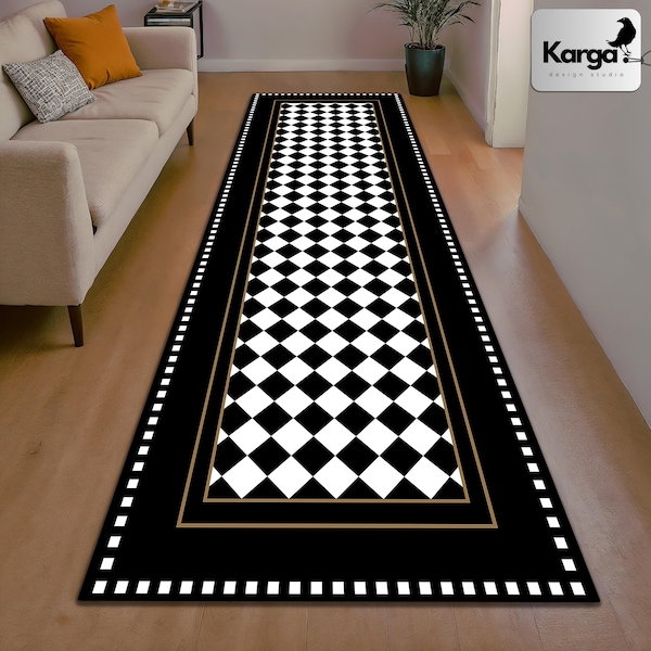 Checkered Rug Runner - Etsy