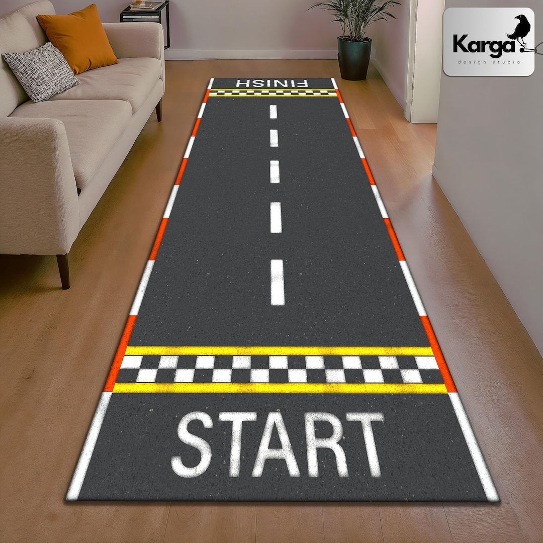 Race Track, Race Track Rug,start Line,finish Line,hallway Rug,long ...
